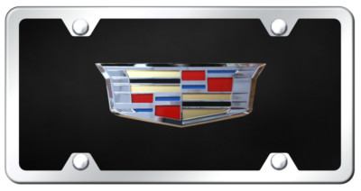 Cadillac Chrome Logo on Black Acrylic Kit License Plate Frame Official ...