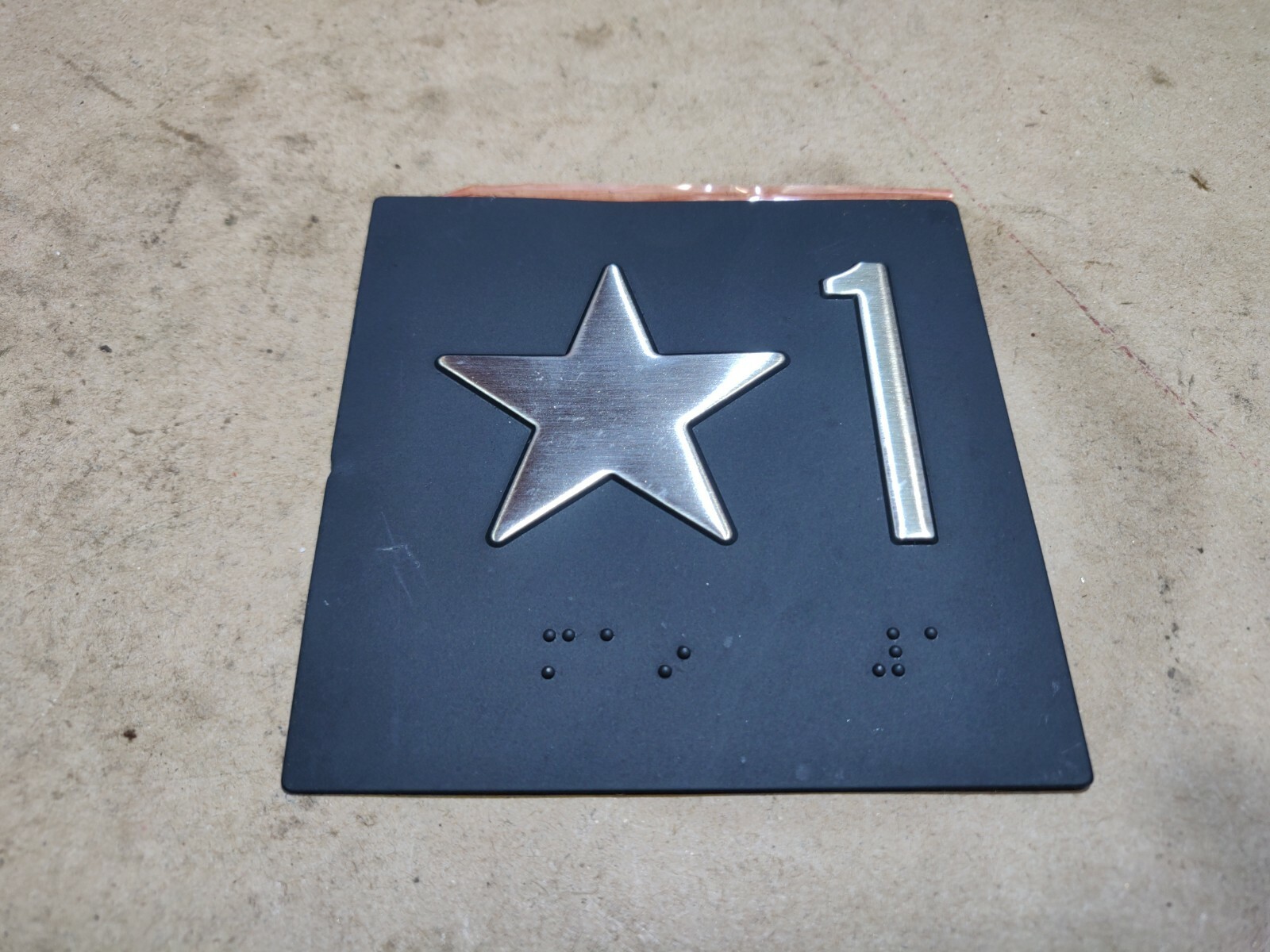 SCS Elevator ADA Braille Plate "*1" Stainless Steel Black 4" x 4" 800. ...