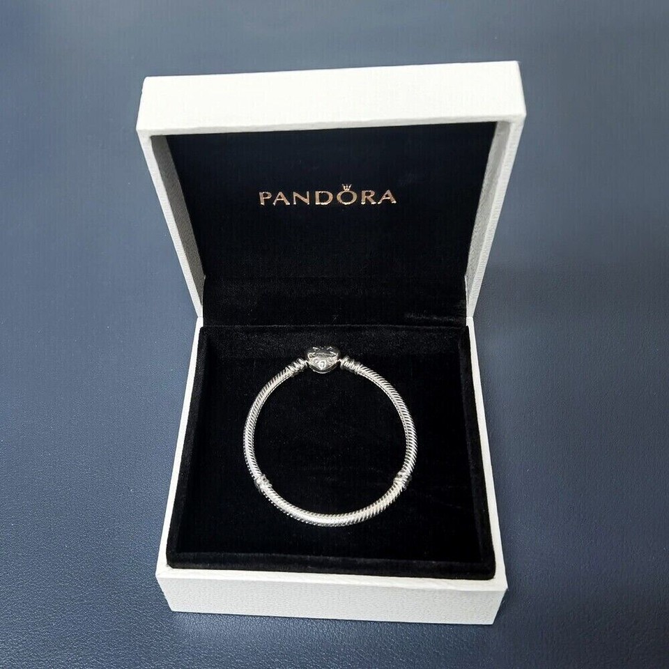 PANDORAMoments Heart Clasp Snake Chain Bracelet S925 Sterling Silver ...
