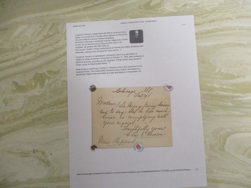 1896 Charles E. Howson (Bram Stoker,Sir Henry Irving) Signed Complying ...