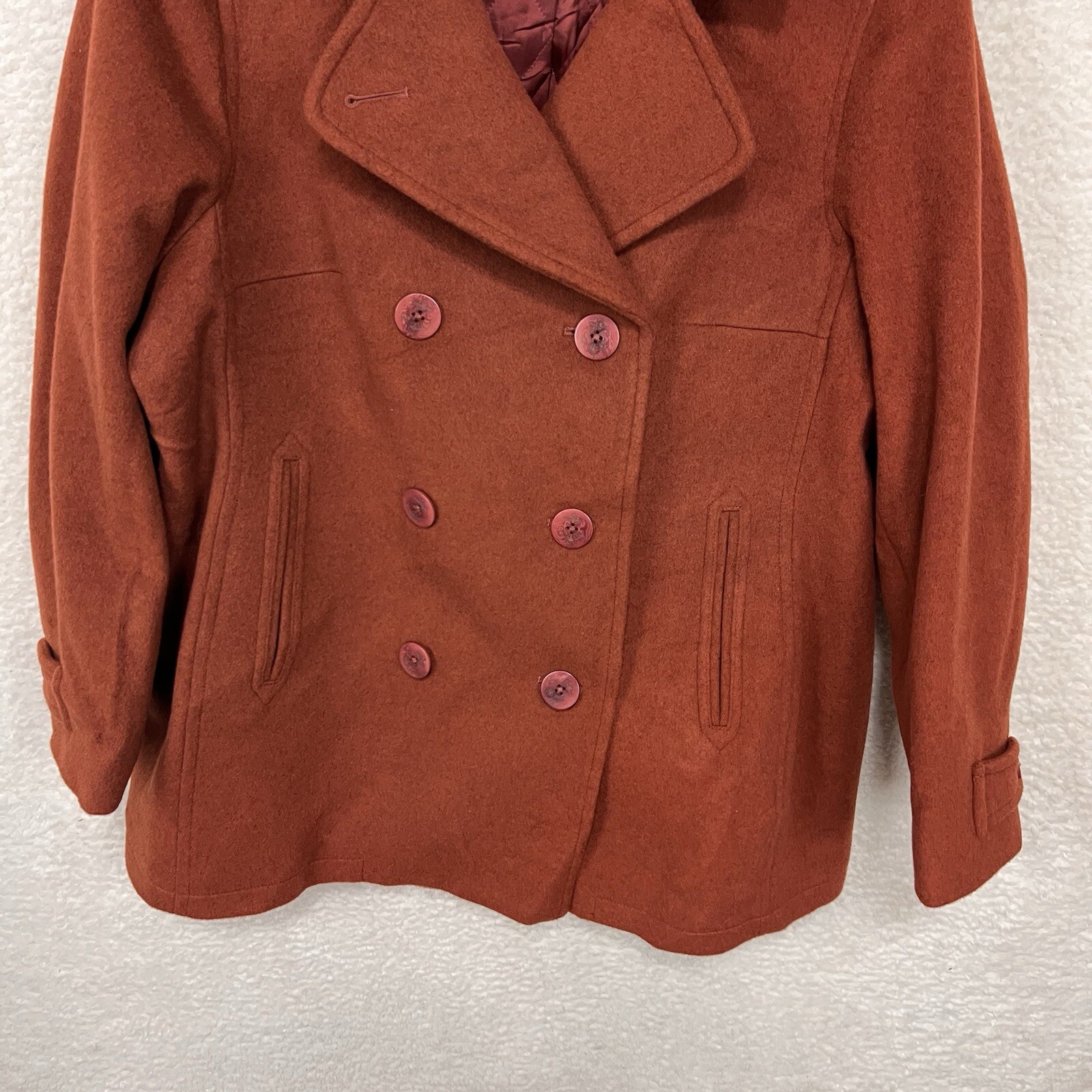 L.L. Bean Classic Lambswool Bellandi Peacoat Womens 1X Red Double Breasted NWOT | eBay