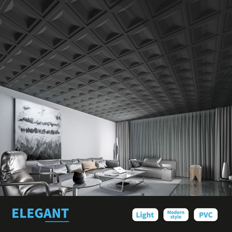 Art3d Drop Ceiling Tiles, 2x2ft 12-Pack PVC Glue up Ceiling Panels (48 ...