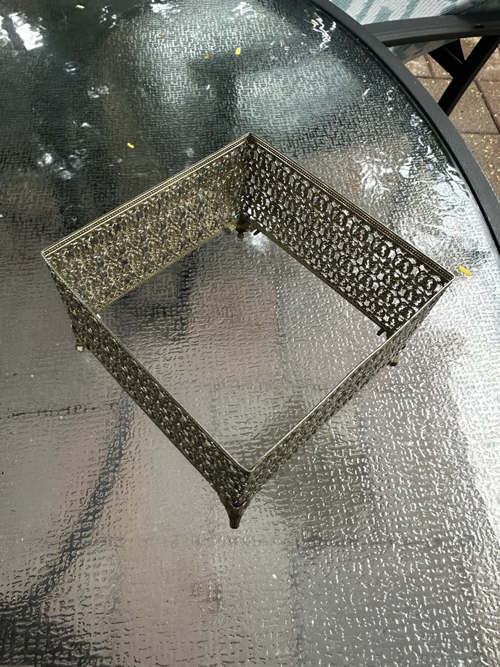 Vintage Gold Tone Filigree Square Tissue Box Holder | eBay Australia