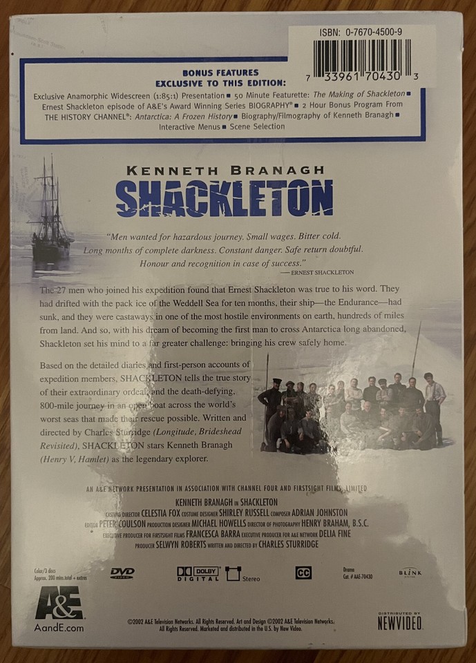 Shackleton Collector's Edition DVD, Brand New & Sealed, Kenneth Branagh ...