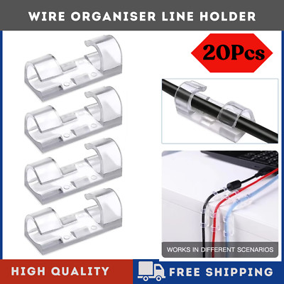 20 Self Adhesive Cable Tidy Clips Stays Wire Organiser Line Holder ...
