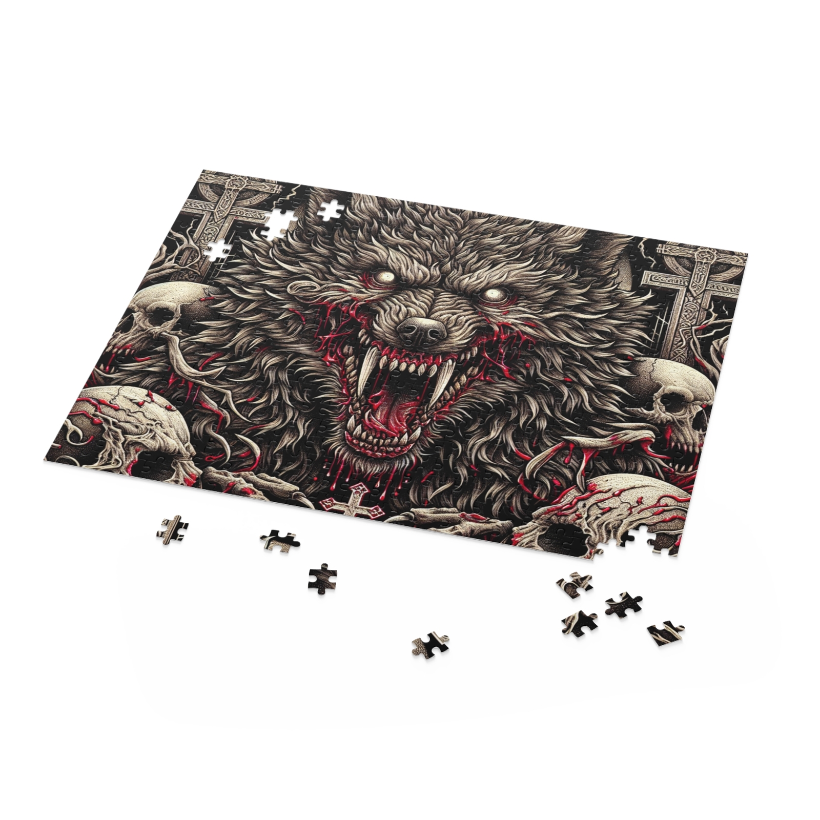 Puzzle (500 pieces) Ferocious Werewolf Stippling Gothic Death Horror ...