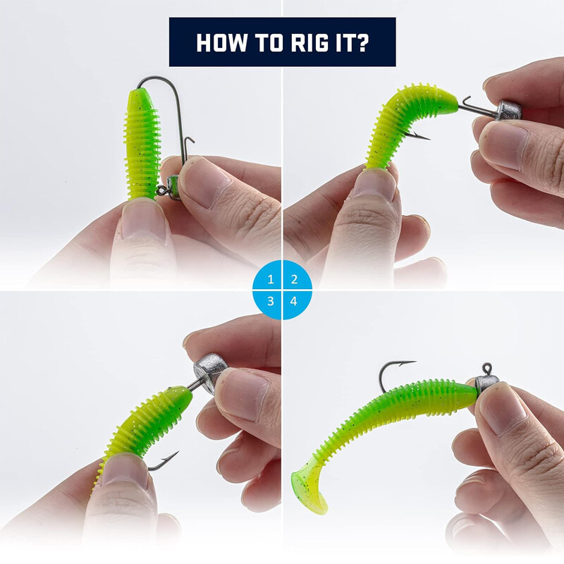 50Pcs Mushroom Ned Rig Jig Heads Hook Bass Crappie Fishing Lures 1/8 3/ ...
