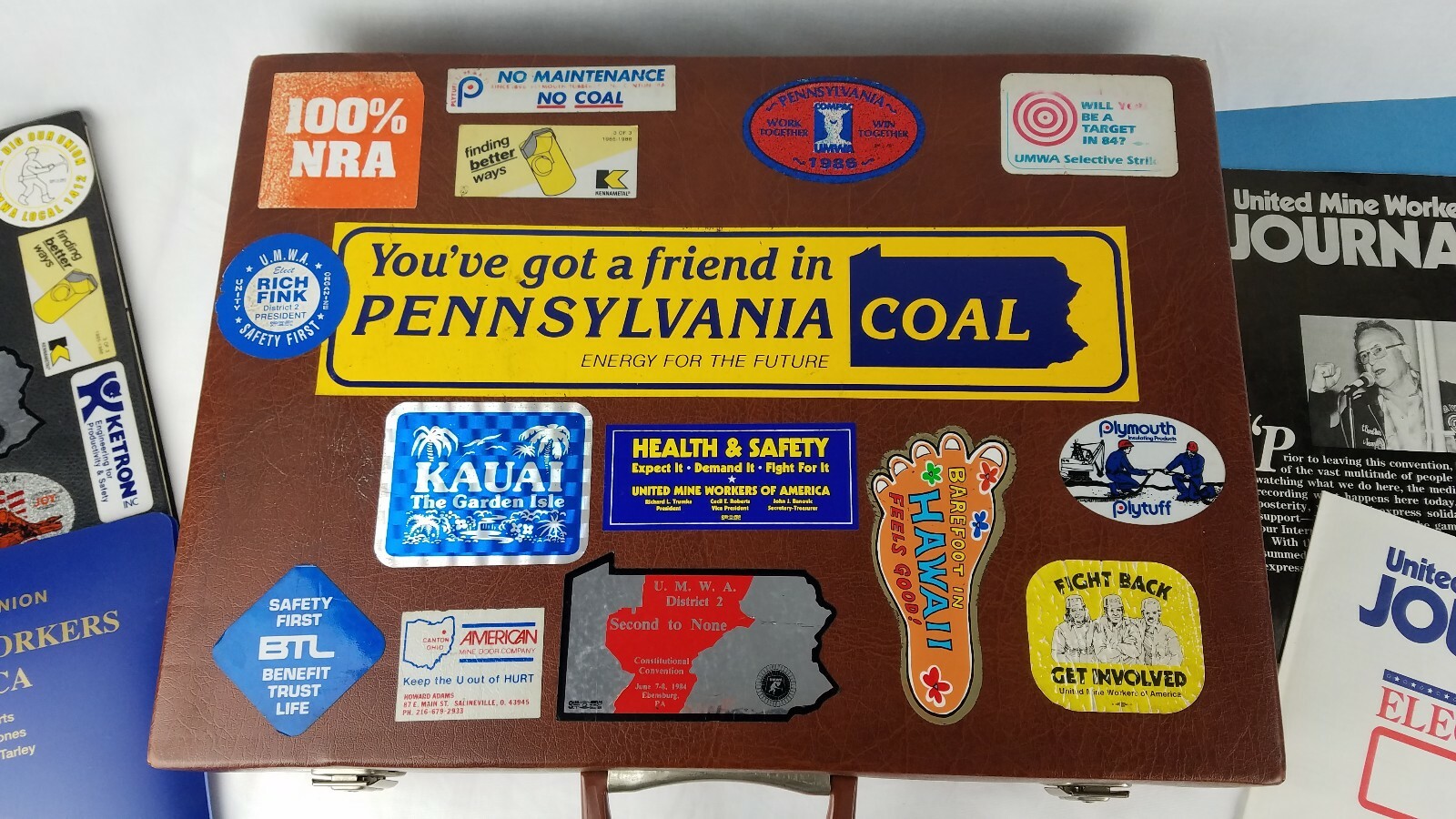 Vintage UMWA Union Briefcase, Election Manual, Membership Cards, & More ...