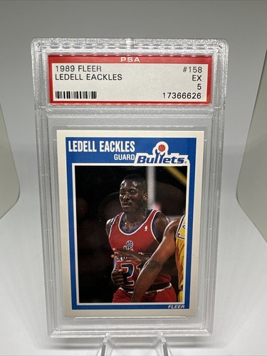 1989 Fleer Basketball #158 Ledell Eackles Rookie Washington Bullets PSA ...