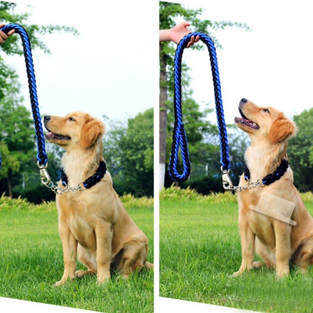 Leash Pet Genuine Big High Leather Woven Dog Rope Leashes Traction ...