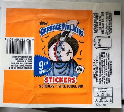 1987 Garbage Pail Kids OS9 series 9th wrapper GPK "All New" Topps Long ...
