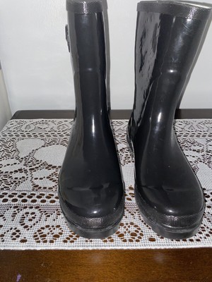Women's Journee Collection Seattle Mid Calf Rain Boot, black, Size 9 ...
