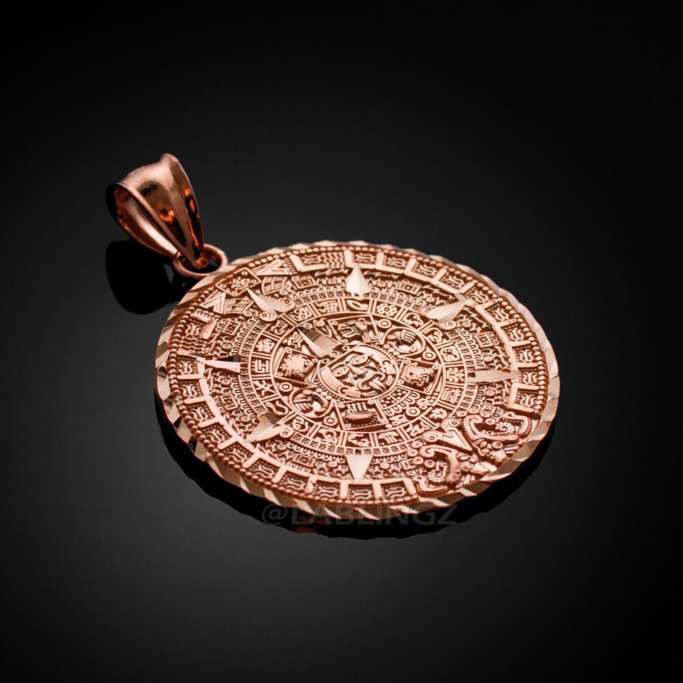Gold Aztec Mayan Sun Calendar Pendant (S/M/L) 10k/14k | eBay