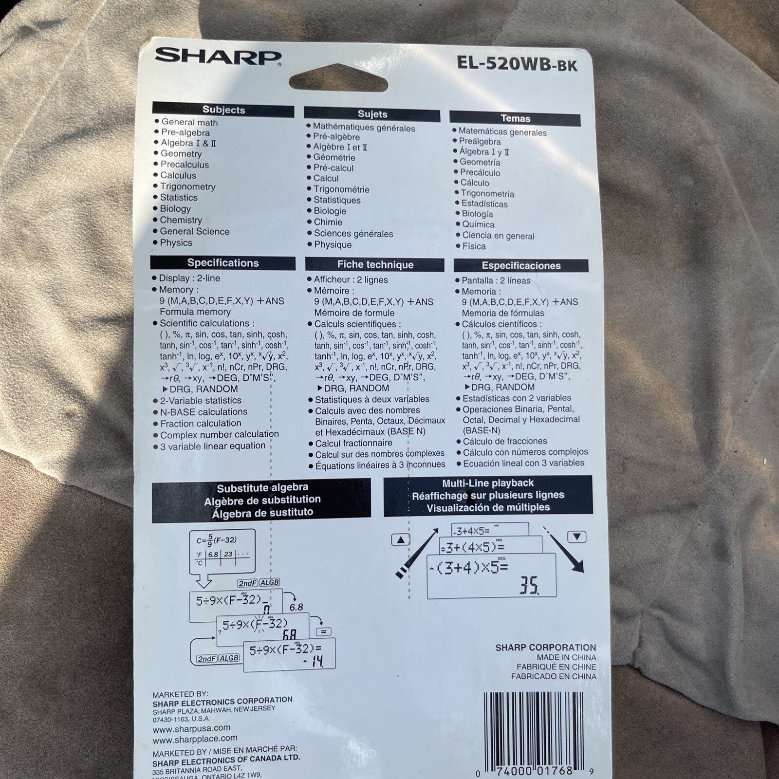 SHARP EL-520W ADVANCED D.A.L TWIN POWER SOLAR SCIENTIFIC CALCULATOR New ...