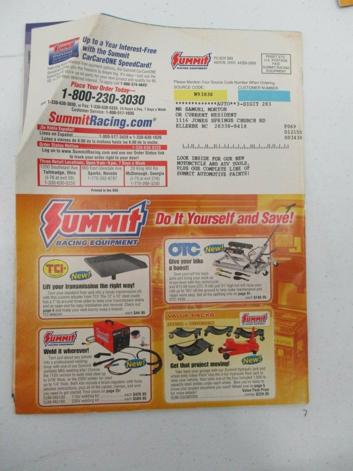 SUMMIT RACING EQUIPMENT TOOLS AND GARAGE ACCESSORIES CATALOG APRIL ...