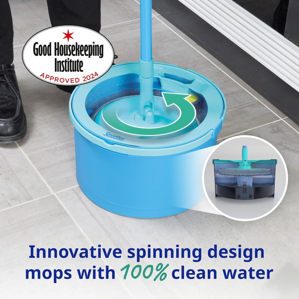 Spontex Aqua Revolution System X'tra Floor Mop and Bucket Set ...