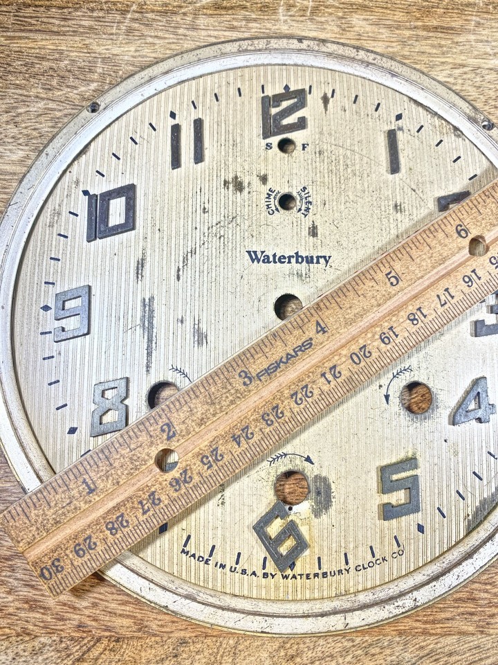 Old Waterbury Westminster Chime Clock Dial Pan (See Pics to ID Mvmt ...