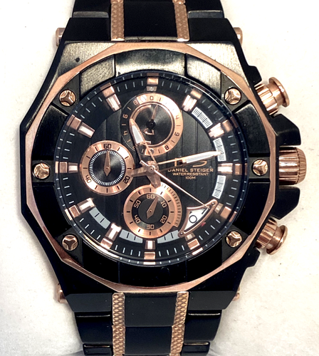 Daniel Steiger Phantom RX 9043-RG Black and Rose Gold Chronograph Men’s ...
