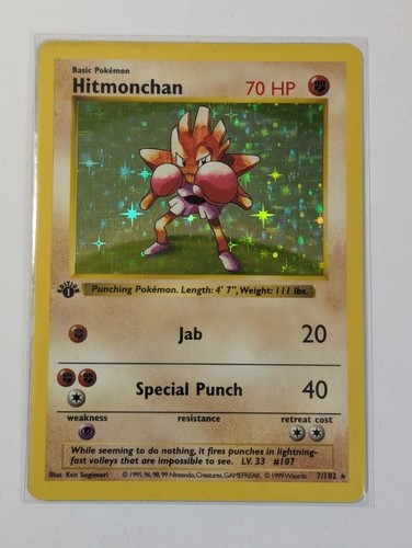 Pokemon Hitmonchan 1999 1st Edition Holo Shadowless #7 Base Set Rare ...