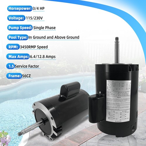 B625 Pool Pump Motor 0.75HP fit for Polaris PB4-60 PB460 Booster Pump ...