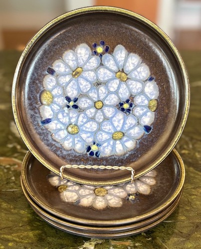 Set of 4 DENBY KISMET BLUE Dinner Plates 10” Daisy Pattern Vtg ...