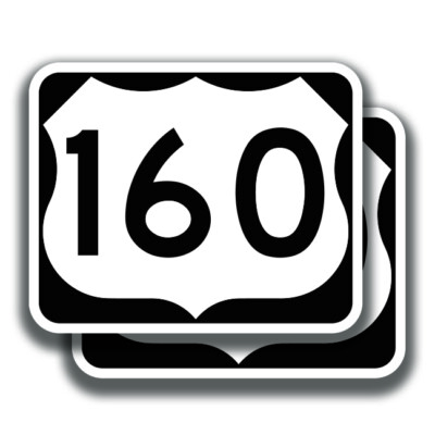 U.S. ROUTE 160 DECAL 2 Stickers Road Sign Bogo Highway Car Truck Bumper ...
