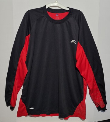 Starter Mens Dri-Star Black & Red Long Sleeve performance Activewear ...