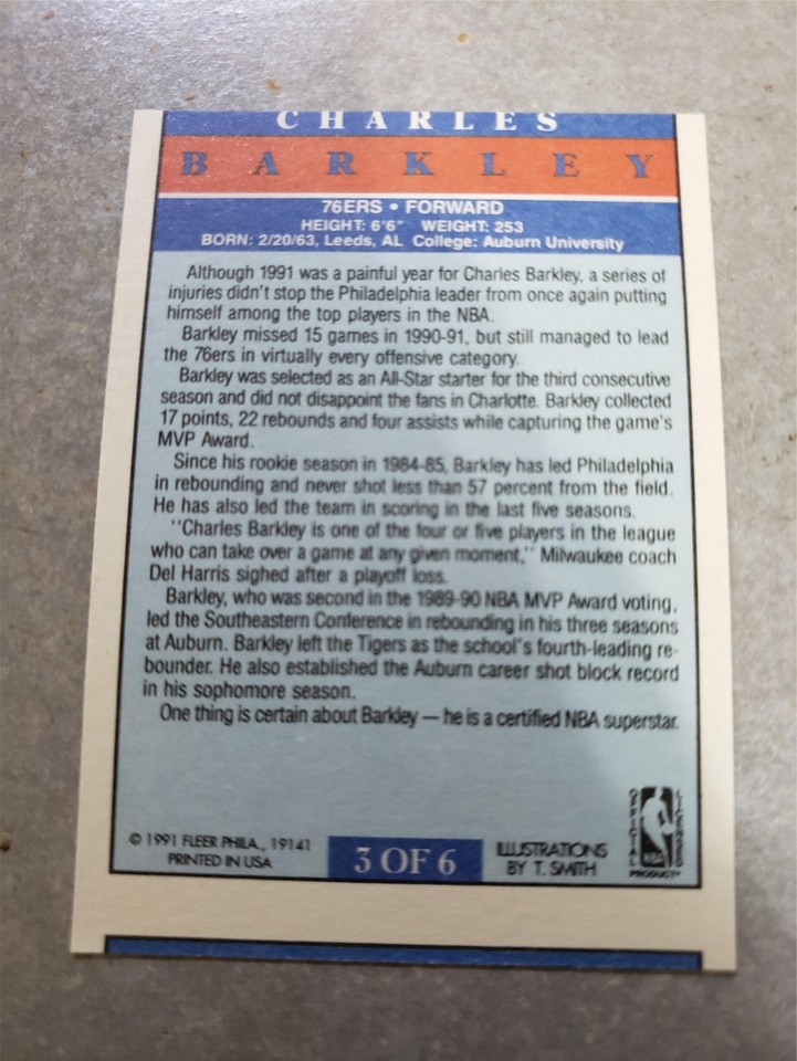 Patrick Ewing Charles Barkley 1991 Fleer Pro Visions WRONG BACK ERROR ...