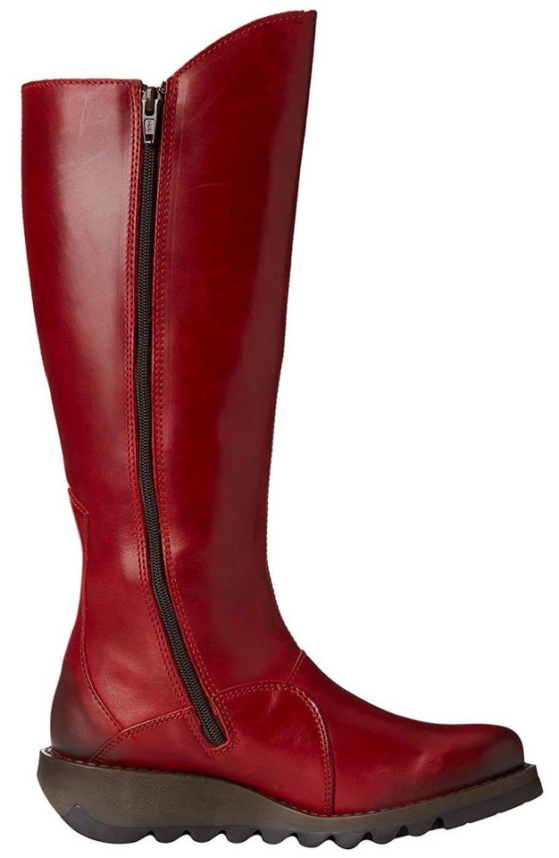 Fly london Mol 2 Red Leather Womens Knee Hi Boots | eBay UK