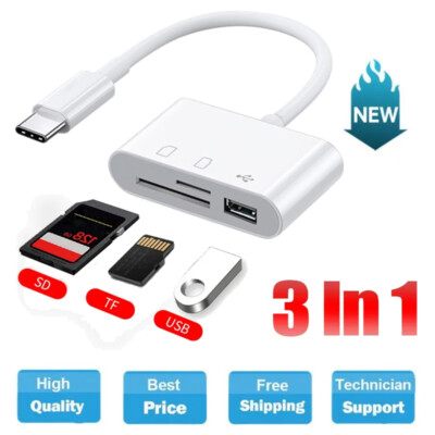 3 in 1 USB SD TF Card Reader Camera Adapter For Samsung Note20 Note10 ...