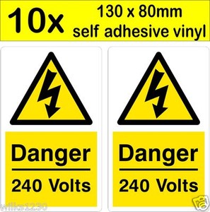 230v 240v AC Voltage Electrical Safety Stickers 110v Public Safety ...