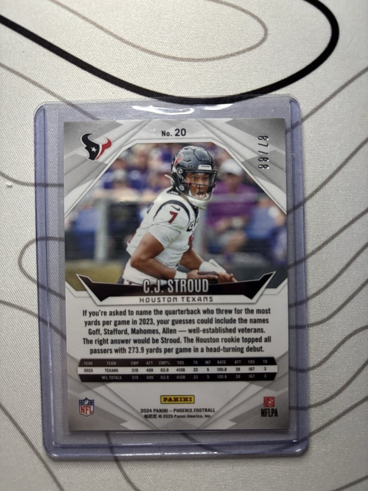 2024 Panini Phoenix #20 C.J. Stroud Pink Fade #/88 Houston Texans K02 ...