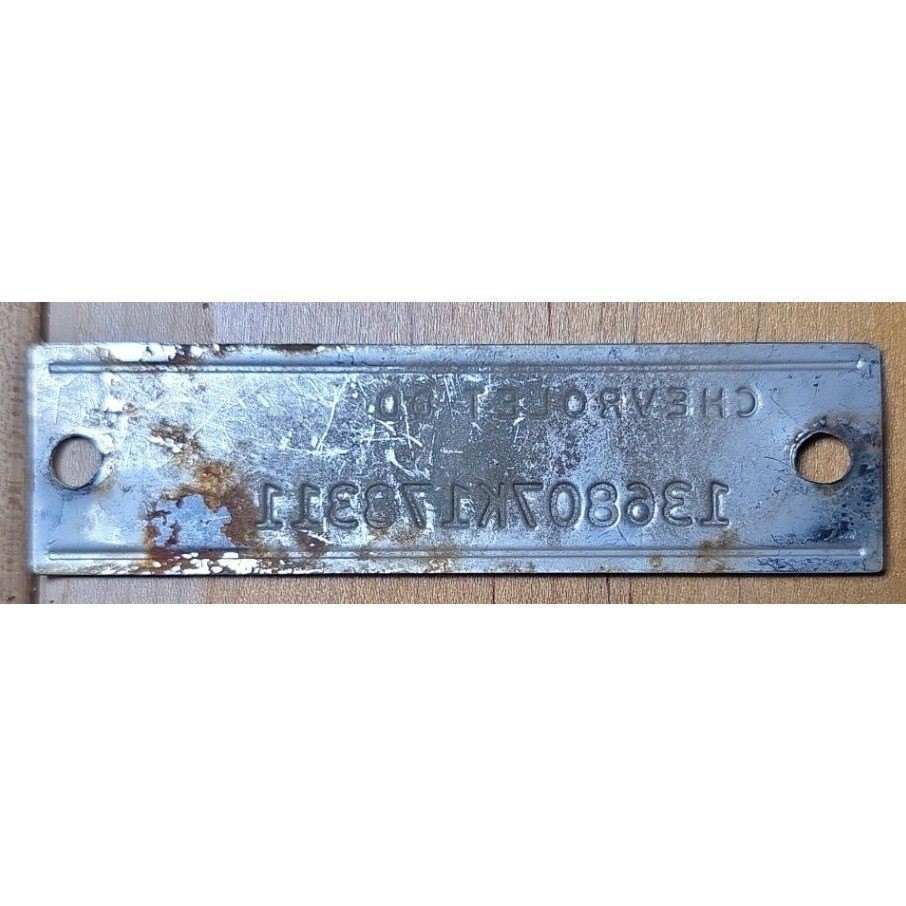 Chevrolet DD Data Plate Tag 136807K178311 Metal Vintage Auto Part | eBay