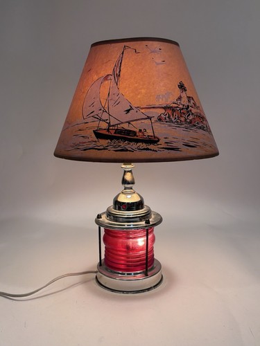 Vintage Nautical Ship Navigational Table Lamp w/Nautical Shade - Red ...