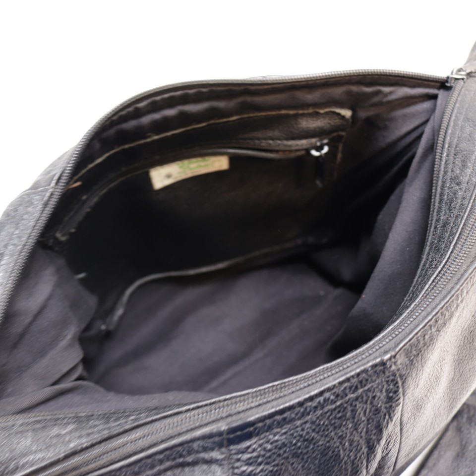 Vintage Genuine Leather Handbag Women M Black Lined Sections Purse ...