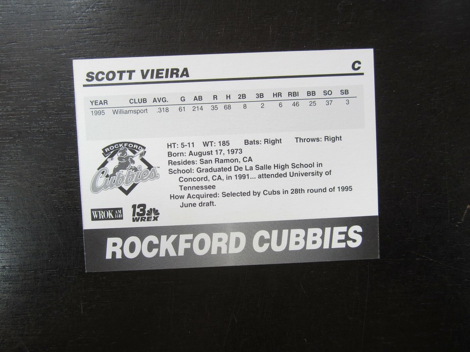 1996 Scott Vieira Autograph Signed Card (B) Rockford Cubbies | eBay