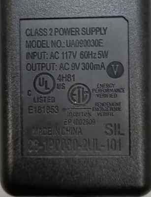 UA090030E AC Class 2 Power Supply AC Adapter (9V/300mA) | eBay