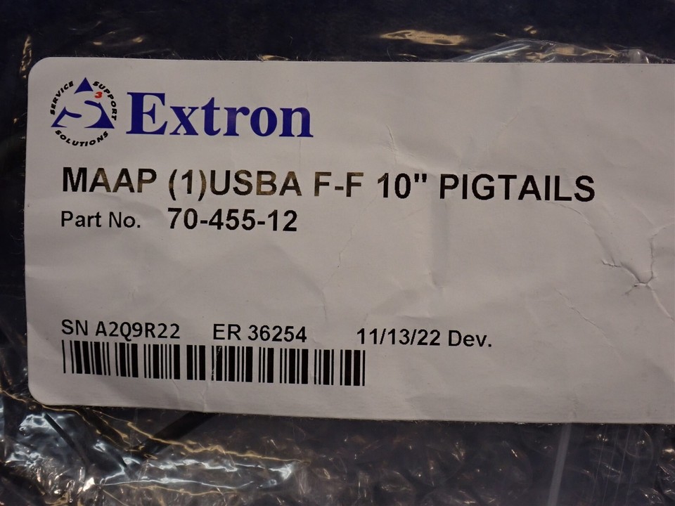 NEW Extron 70-455-12 MAAP One USB A Female to Female on 10" Pigtail ...