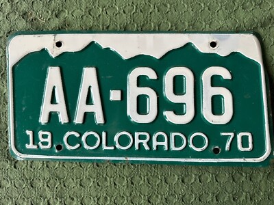 1970 vintage Colorado license plate tag AA-696 | eBay