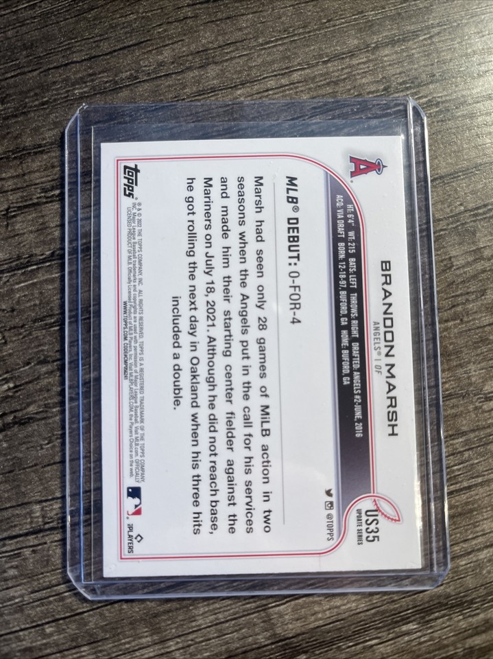 2022 Topps Update Brandon Marsh Rookie Debut Card #US35 Rainbow Foil ...