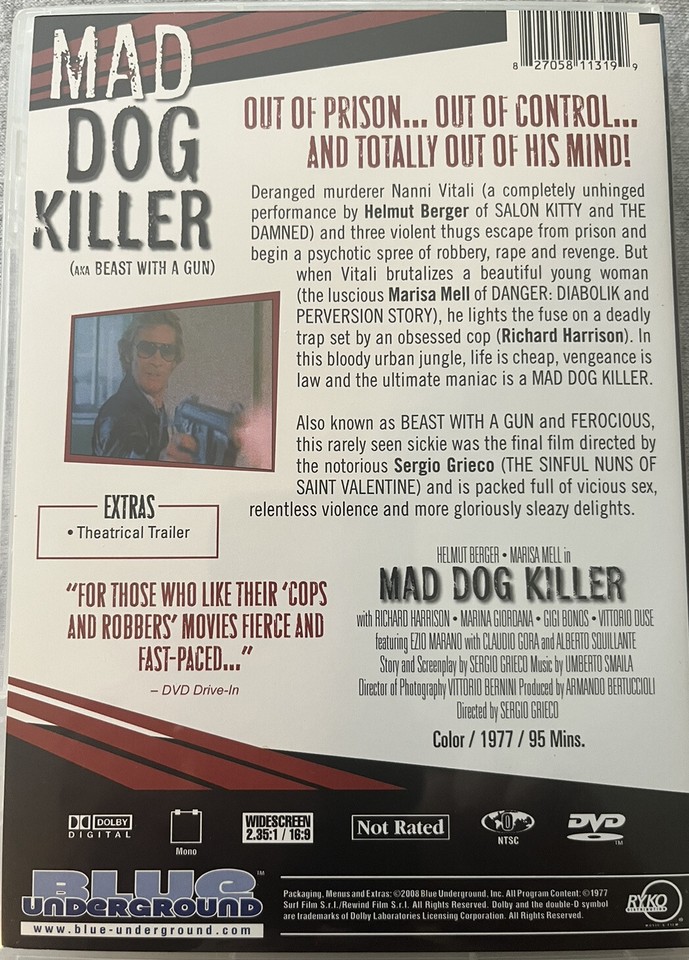 Mad Dog Killer (aka Beast With a Gun) (DVD, 1977) - Eurocrime Thriller ...