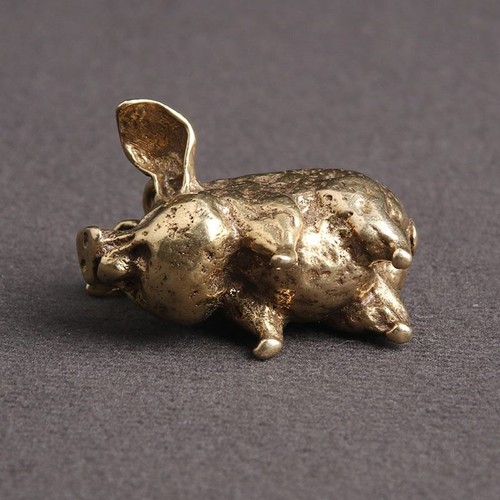 Copper Chinese Zodiac Flying Pig Statue Home Decoration Antique Brass ...