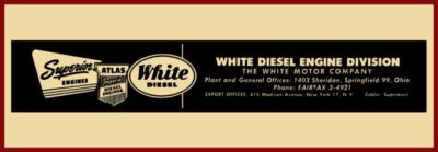 1958 White Diesel Engines NEW Metal Sign: Superior, Atlas Imperial ...