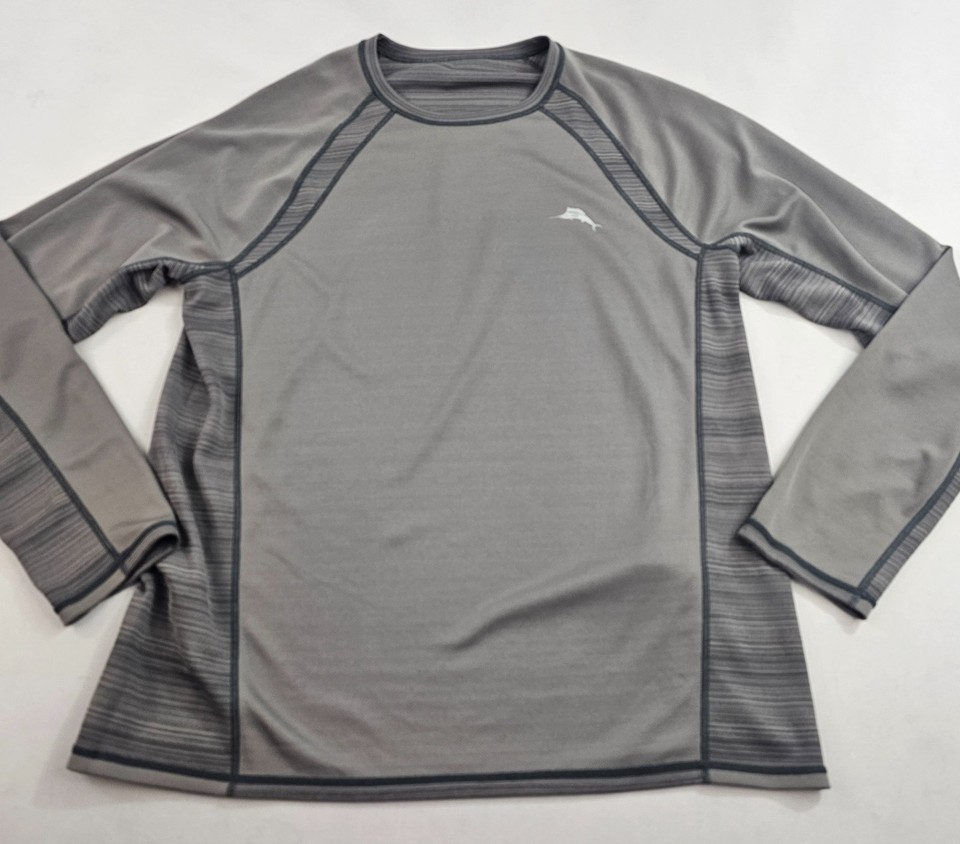 Tommy Bahama reversible shirt pullover layer M Medium grey logo crew ...