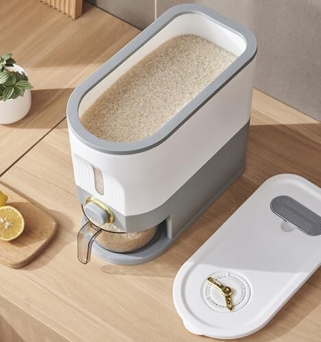 20Lbs Rice Dispenser Grain Container Storage with Measuring Cup for ...