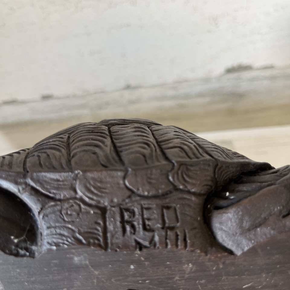 Vintage Red Mill Turtle Figurine Made in USA 7 Long Carved Signed ...