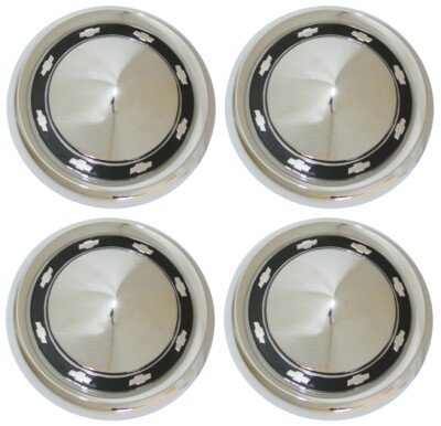 1956 CHEVROLET CAR HUBCAPS SMALL STYLE W BLACK PAINTED DETAILS 150 210 ...