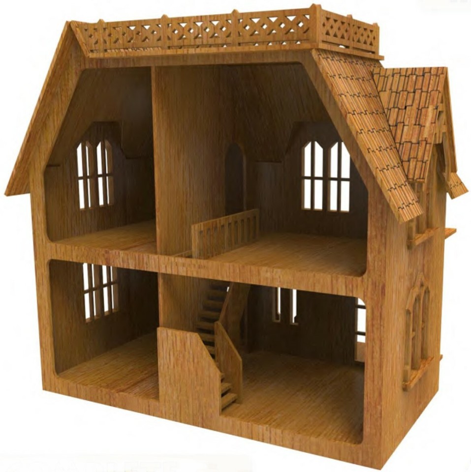Wooden Dolls House Laser Cut diy self build model kit (SL) FREE FAST ...