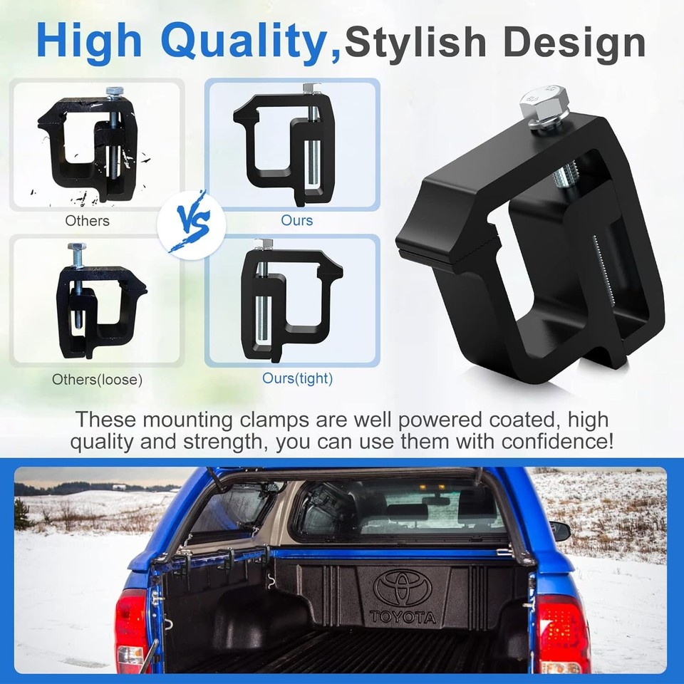 4pcs Clamps Truck Caps Topper Camper Shell Mounting Heavy Duty Aluminum ...