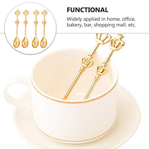 8pcs Stainless Steel Golden Coffee Cake Spoon Crown Cake Spoons Small ...
